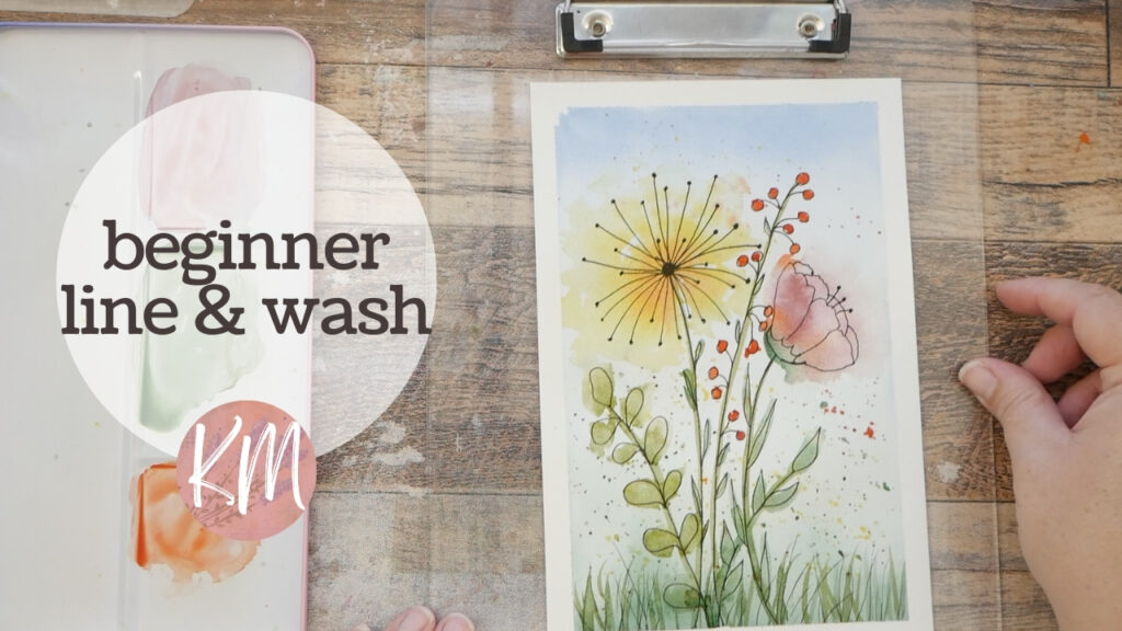 Beginner Line & Wash Art – Easy Floral Pen Sketch with Watercolor ...